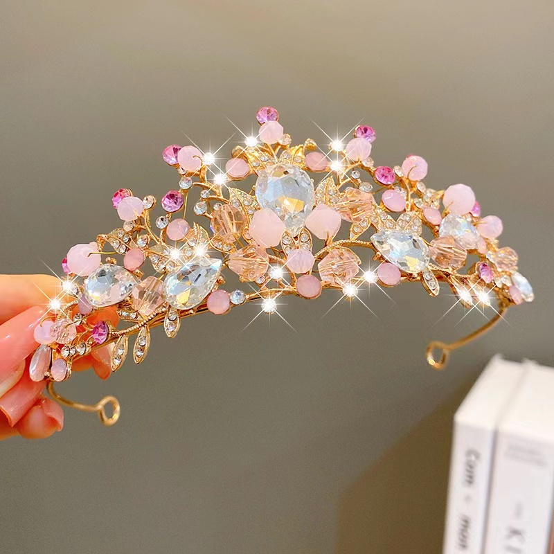 Korean Crown Fashion New Handmade Beaded Bridal Hair Accessories Sweet ...