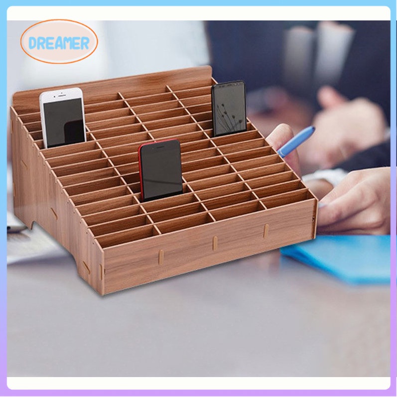 14/30 Grid Wooden Mobile Phone Storage Box Desktop Organizer For Office ...