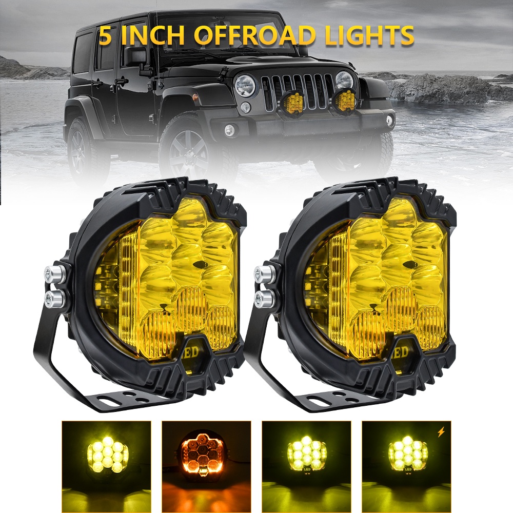 1pc 5-inch Three Sided Illuminated 150W Off-road Modified Car Lights ...