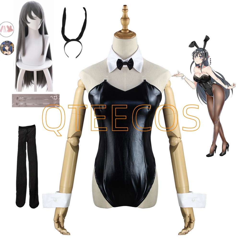 Plus Size Anime Bunny Girl Senpai Cosplay Costume Halloween Women Black