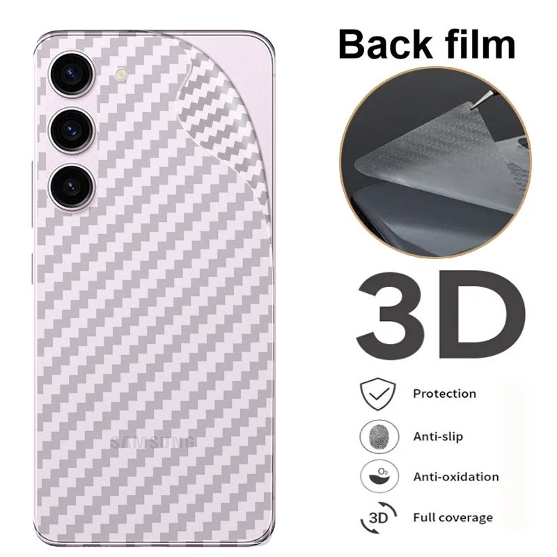 3D Transparent Carbon Fiber Scratch Resistant Back Film For Samsung ss ...