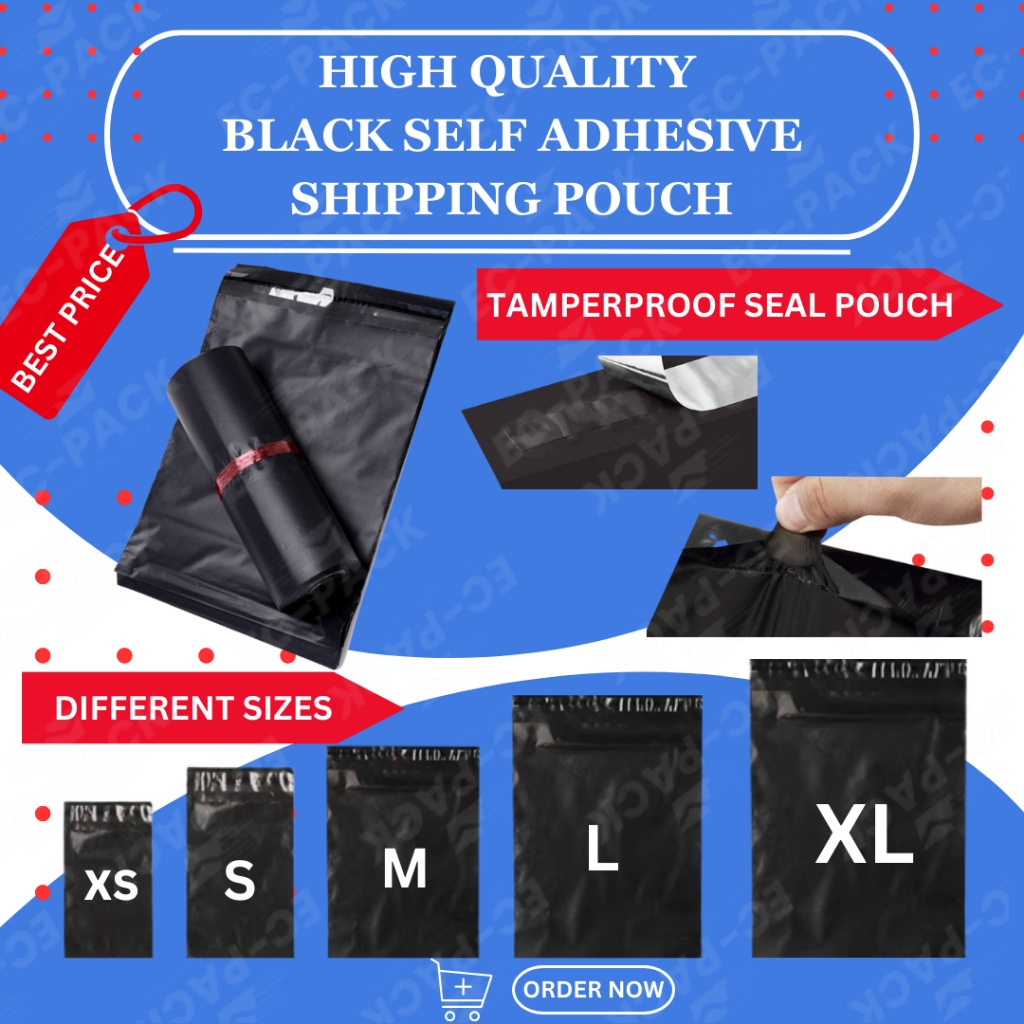 100 PCS. BLACK SELF ADHESIVE COURIER POUCH | Shopee Philippines
