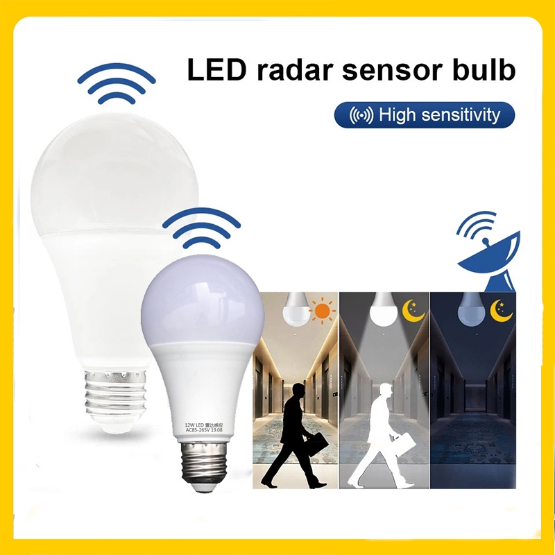 Radar Sensor Light Bulb Motion Sensor LED Bulb E27 85V-265V LED Light Lamp Detector Security ...