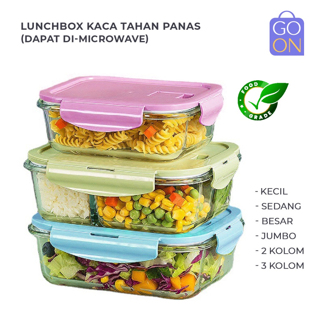 Heat Resistant Glass Lock Food Box - Microwave Lunch Box - Glass Food ...