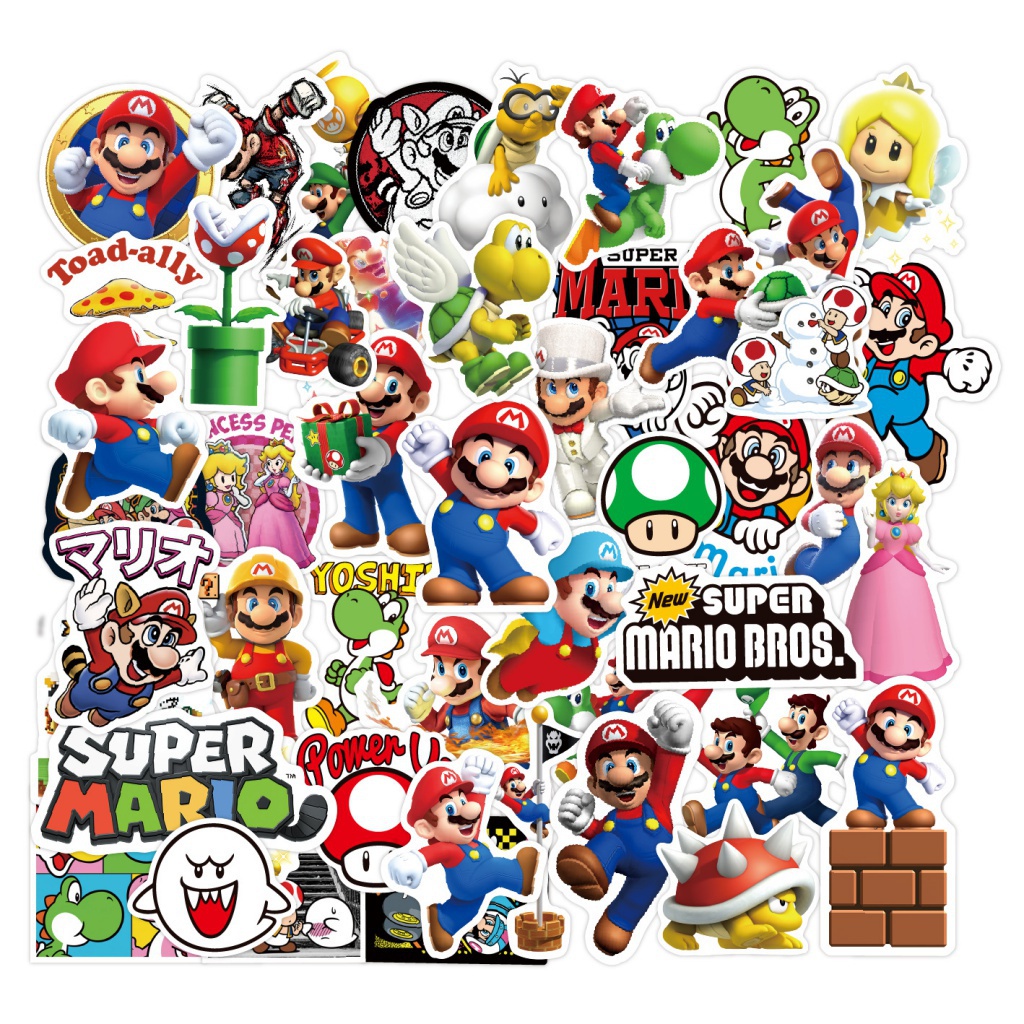 50pcs Mario Waterproof Sticker Cute Retro Vinyl Graffiti Sticker ...