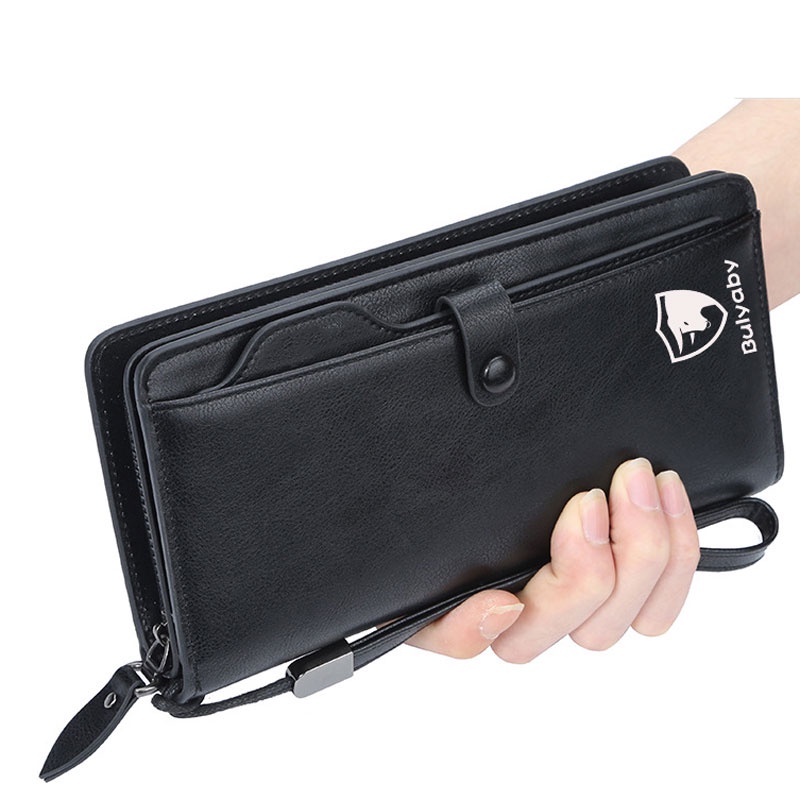 Men's Long Wallet Retro Large Capacity Handheld Bag Zipper Business ...
