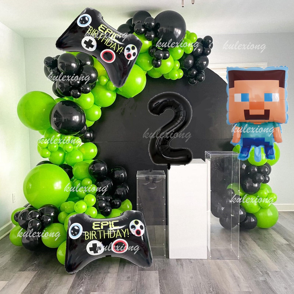 Minecraft Theme Black Green Balloon Aluminum Film Gamepad Racing ...