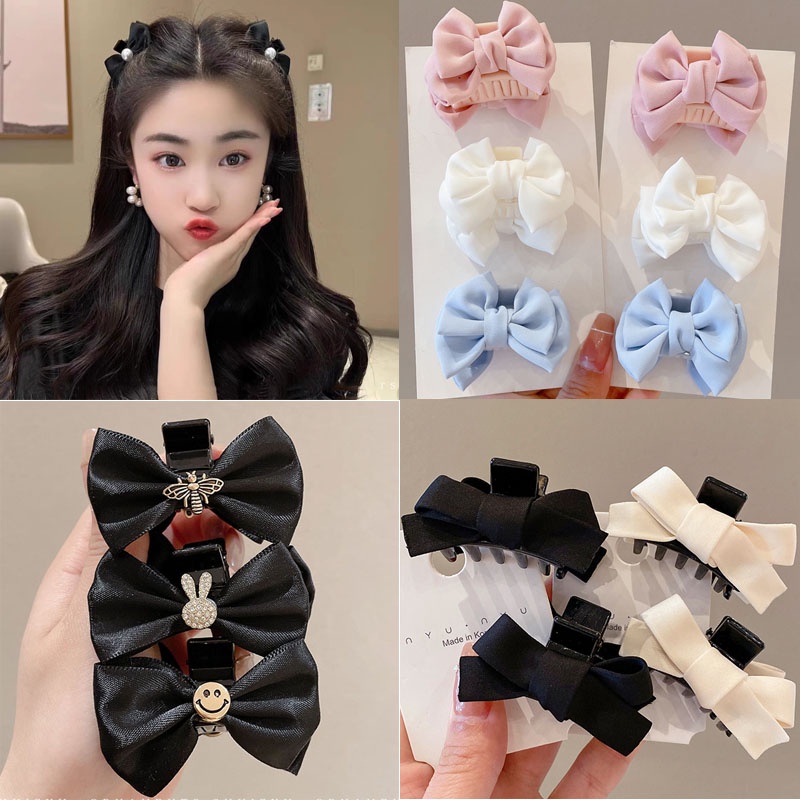 2 Pcs Princess Double Sided Bow Hair Clip Exquisite Small Hair Clamp ...