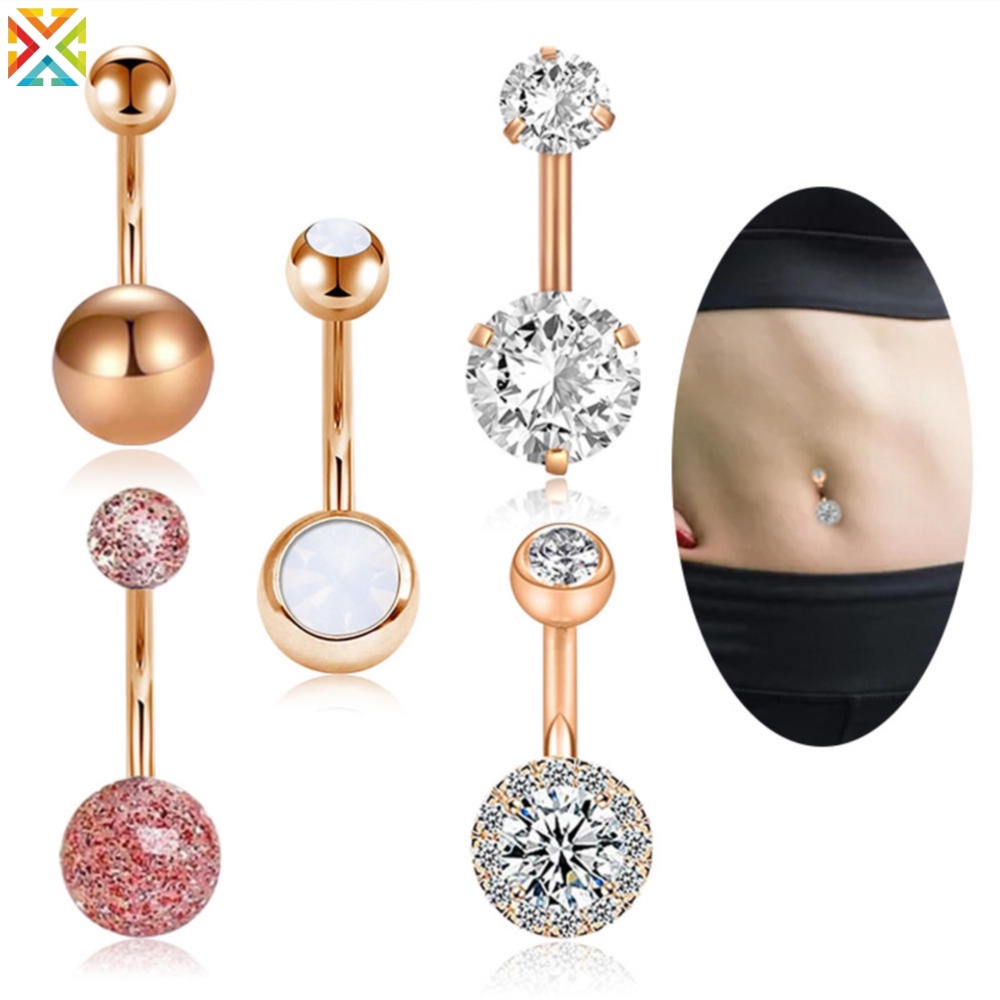 Stainless Steel Belly Button Rings Barbell Belly Navel Rings Piercing ...
