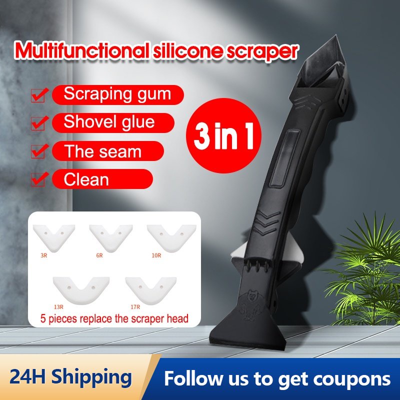 3 In1 Silicone Remover Sealant Smooth Scraper Caulk Finisher Grout Kit ...