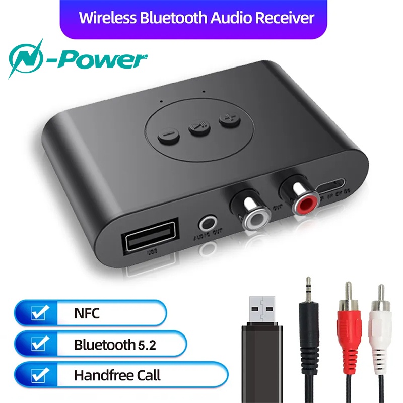 Bluetooth 5.2 Audio Receiver Wireless Adapter 3.5mm Aux USB Stereo ...