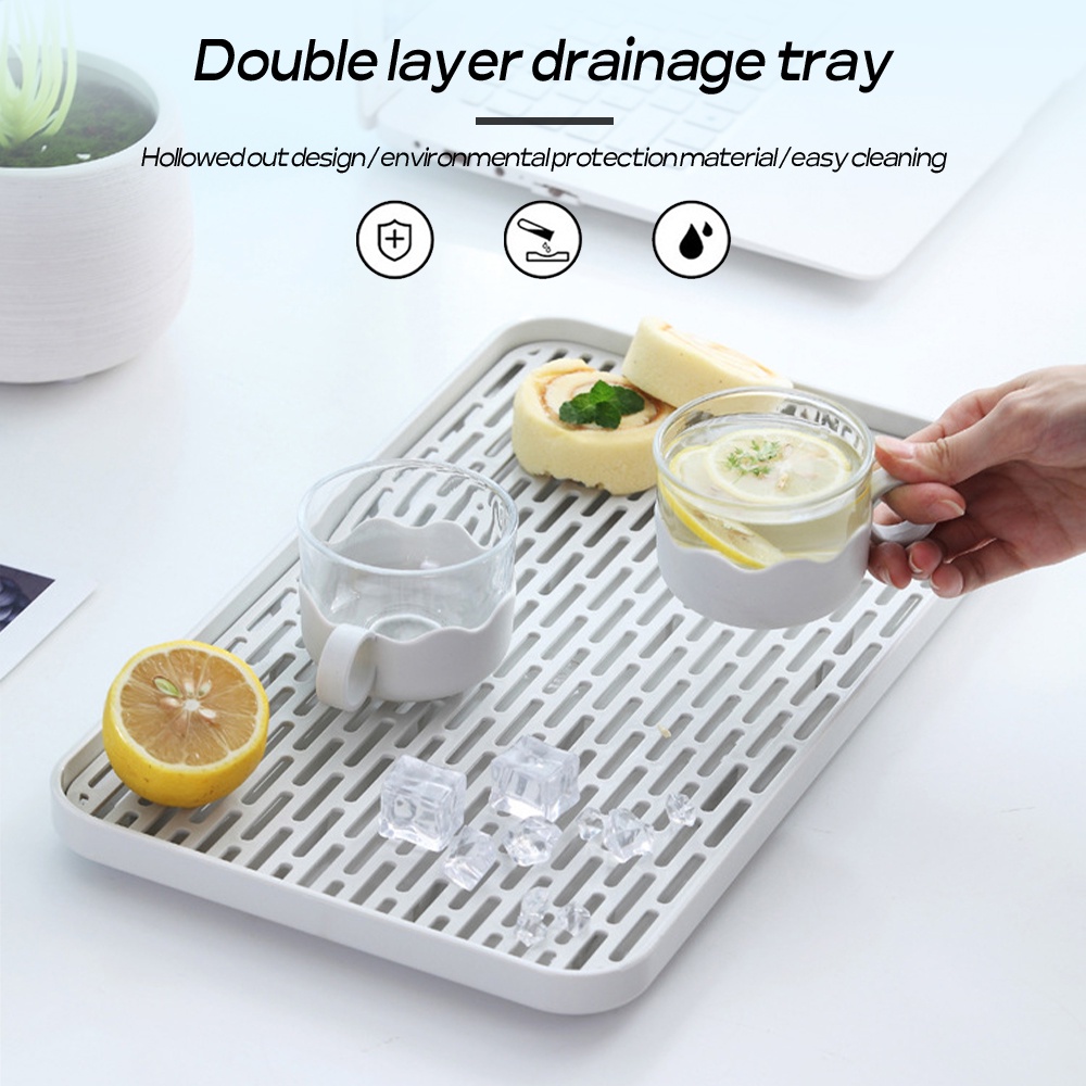 Drain Tray Double Tray Rectangular Tea/Fruit Tray Creative Drain Basket ...