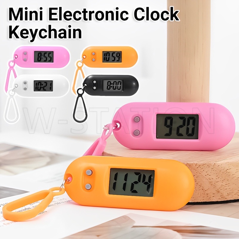 Mini Electronic Clock Keychain Portable Oval Electronic Watch Student ...