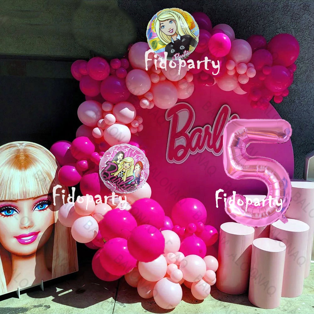 85pcs Barbie Balloon Pink Girl Latex Balloons For Barbie Theme Girl ...