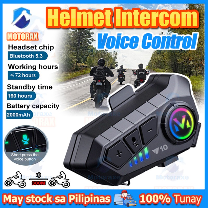 Motorcycle Intercom For Helmet Bluetooth 5.3 Headset Wireless Ipx6 ...