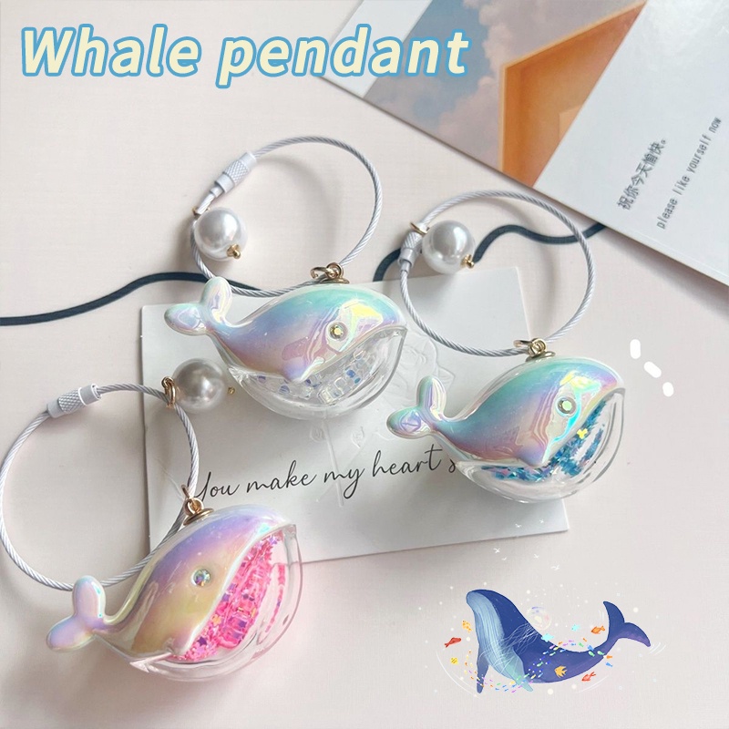 Creative Whale Keychain Bag Pendant Steel Wire Rope Laser Student Gift ...