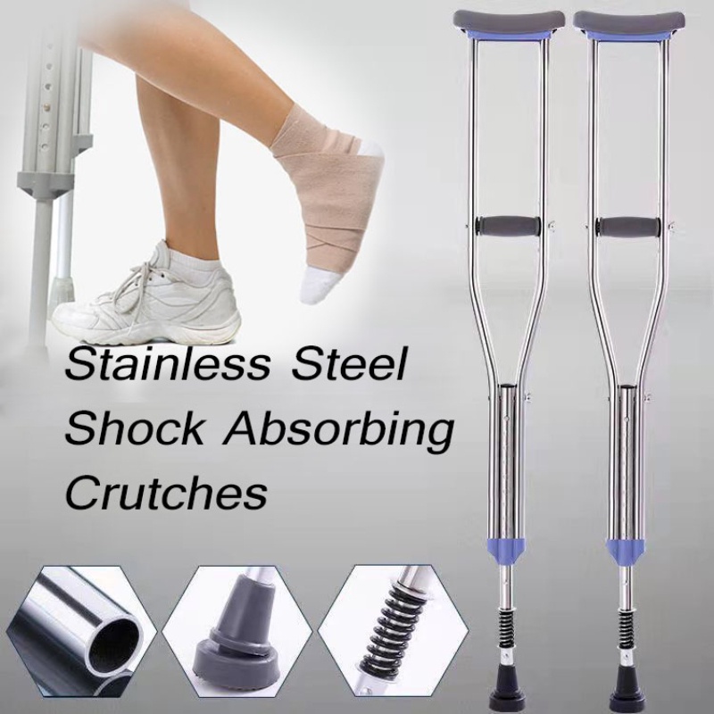 Saklay Stainless Steel Crutches Spring Shock Absorber Crutches Adult ...