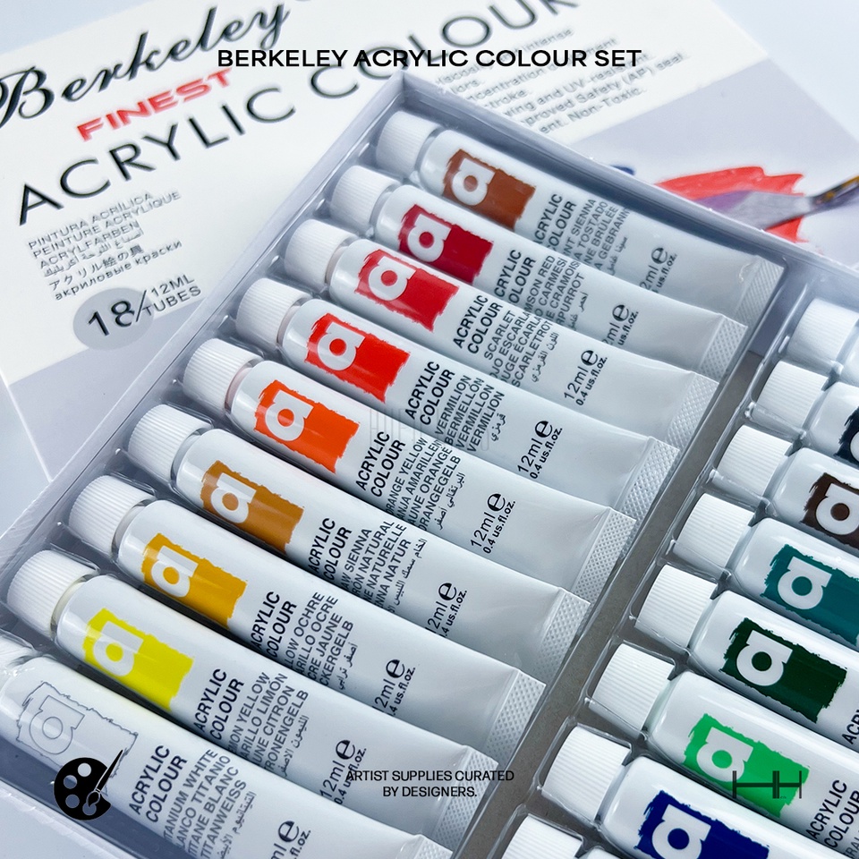 Berkeley Acrylic Paint Set, (12s, 18s, 24s) Colors, 12ml Tube | Shopee ...