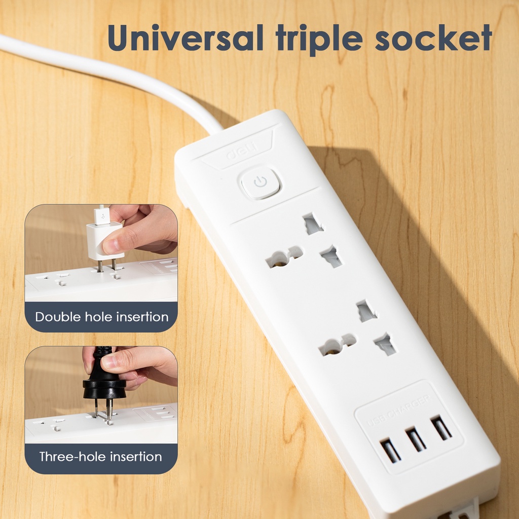 Deli 2/3/4 Groups Universal Hole Extension Cord Socket with 3 USB 2 ...