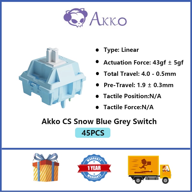 Akko CS Snow Blue Grey Switch 5 Pin 43gf Linear Switch Compatible with ...