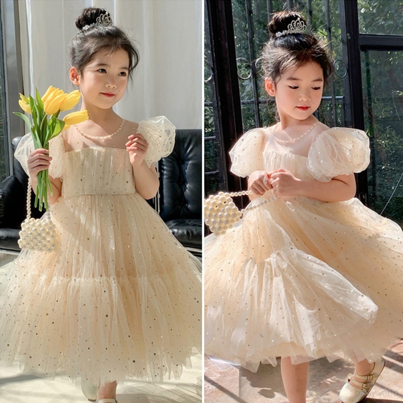 Kids girl mesh dress baby girl sweet princess dress mesh puff skirt ...