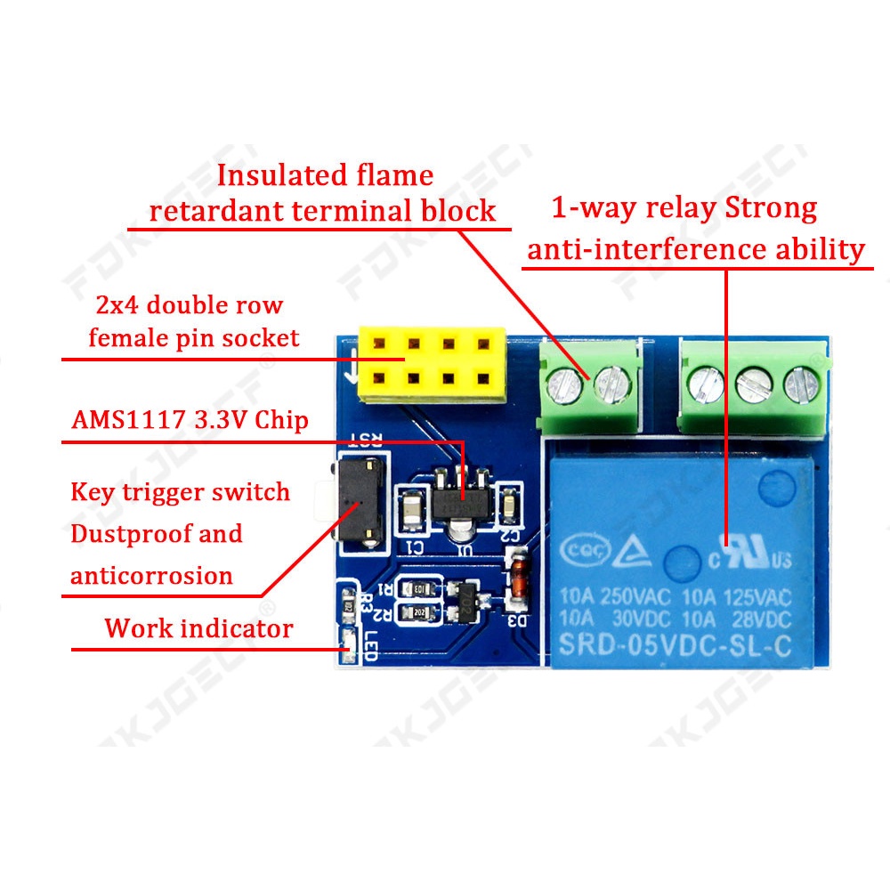 ESP8266 ESP-01 ESP-01S 5V WIFI Relay Module DHT11 Temperature Humidity ...