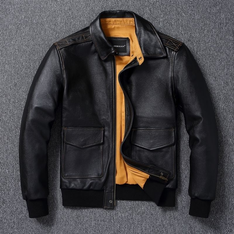 Genuine Leather Jacket Men A2 Bomber First Layer Cowhide Air Force ...