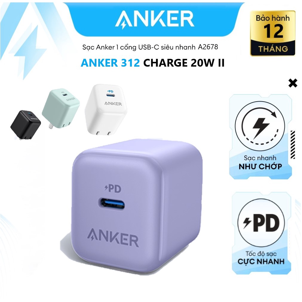 Anker 312 A2678 PD 20W fast charger with folding legs, compact ...