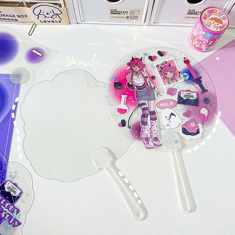 DIY Transparent Guka Fan Summer Portable Fan Guka Painting Fan ...