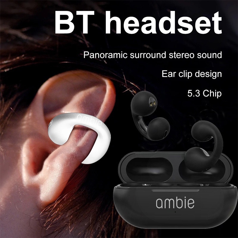 Bone Conduction Earphone Bluetooth Headset Stereo Bass Wireless Earclip ...