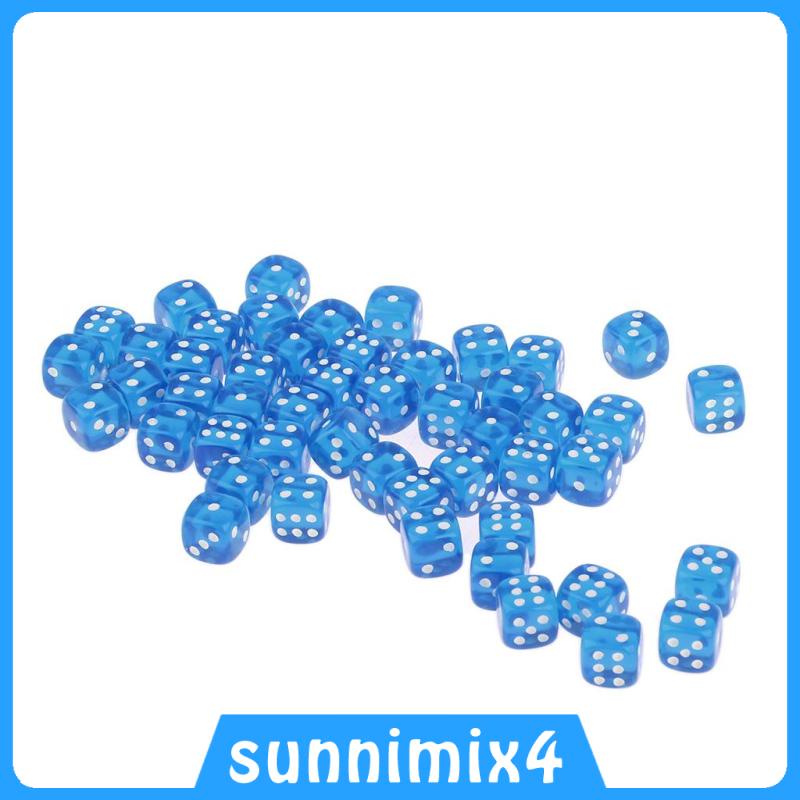 [ 50 Pieces Acrylic Dice Lot D6 Set Translucent 12mm Cubic-Blue ...