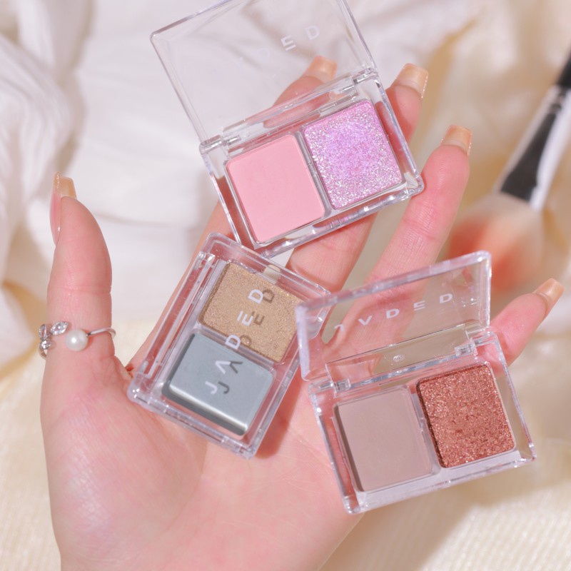 JADED Mini Two-Color Eyeshadow Palette Gray Pink Rose Gold Matte ...