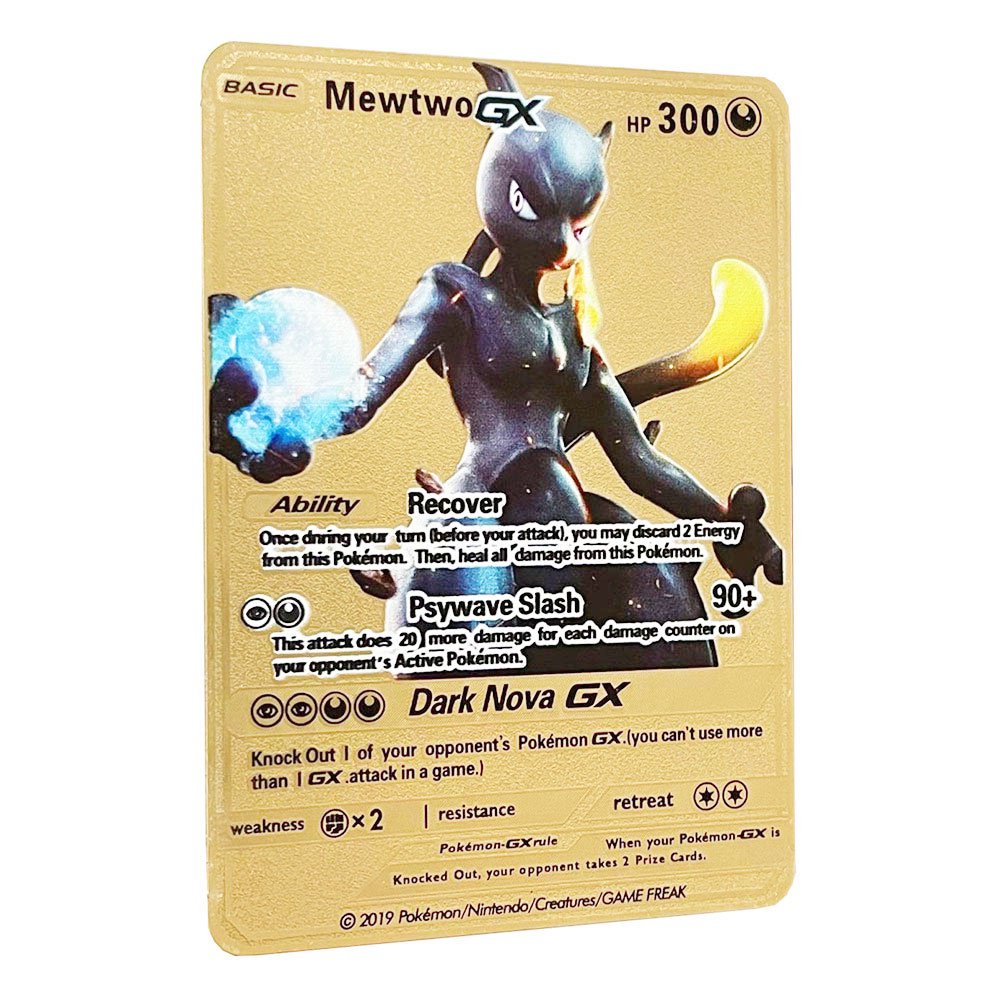 Basic Mewtwo GX Golden Pokemon Cards in English Iron Metal Pokmo ...