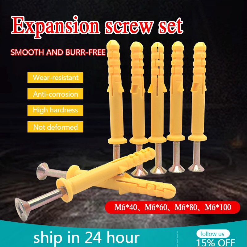 50PCS Tox With Screw Heavy Duty 6mm 8mm 10mm Tox Wall Plug With Stopper ...