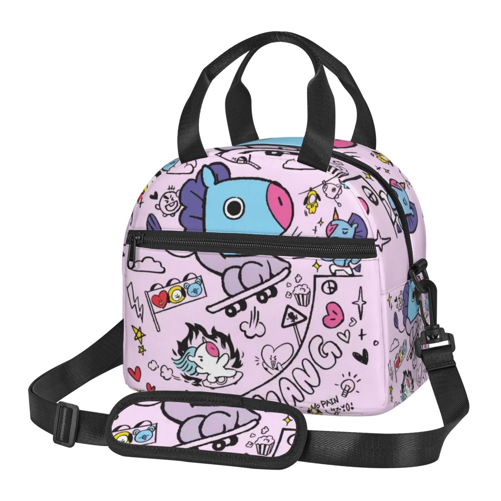 BTS BT21 Insulated Lunch Bag Large Capacity Lunch Tote Reusable Lunch ...
