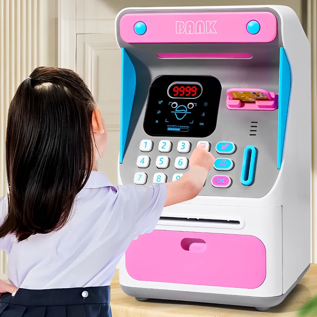 Bank saving box alkansya with lock Children ATM Automatic Accessory ...