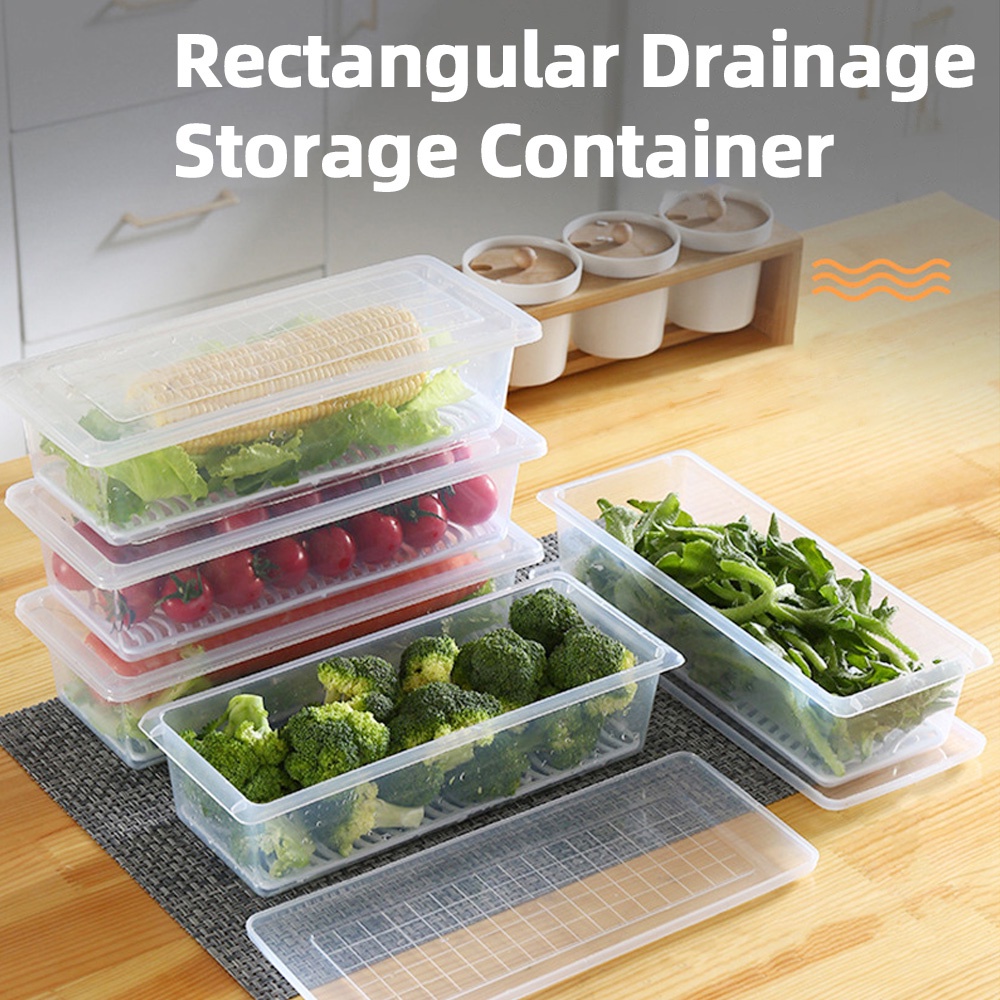 Kitchen Rectangular Drained Fresh-keeping Box/Transparent Fish ...