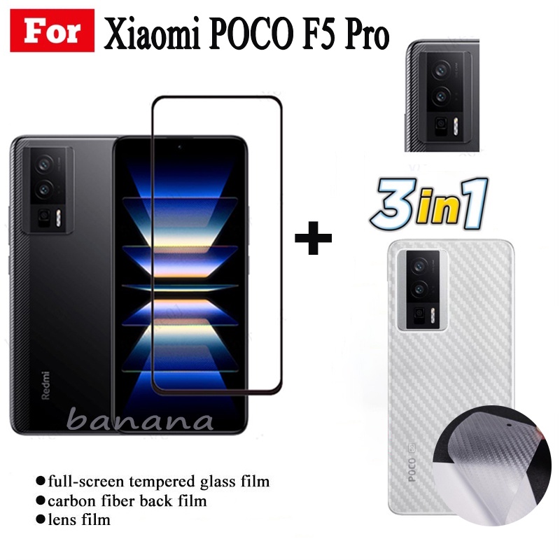 3 in1 Xiaomi POCO F5 Pro Tempered Glass Film for POCO F5 F4 F3 M5 M4 M3 ...