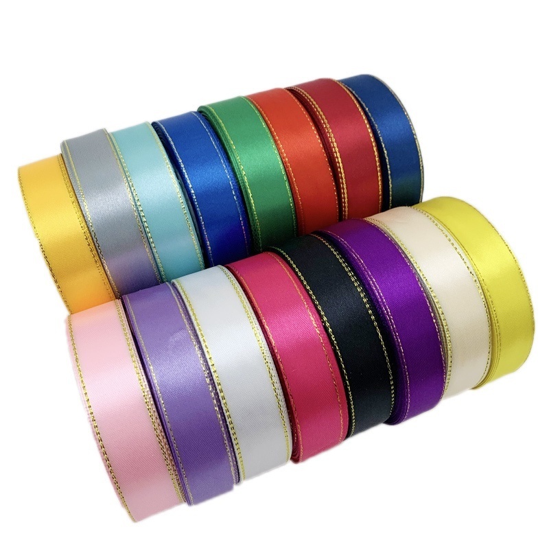 (25yards/roll)20mm Satin Ribbon With Gold Edge High-quality Gift Box ...