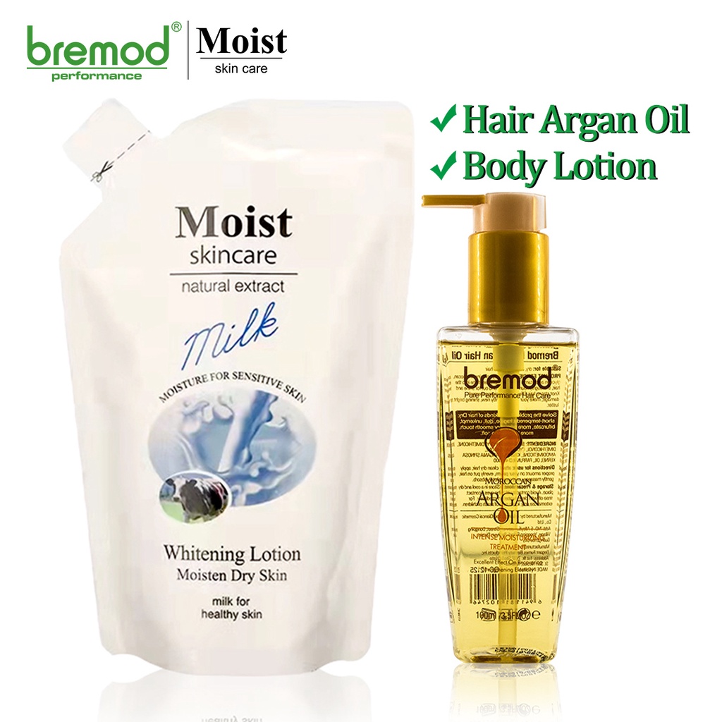 Bremod Hair Argan Oil Serum 100ml with Moist Milk & Papaya Aloe Vera ...