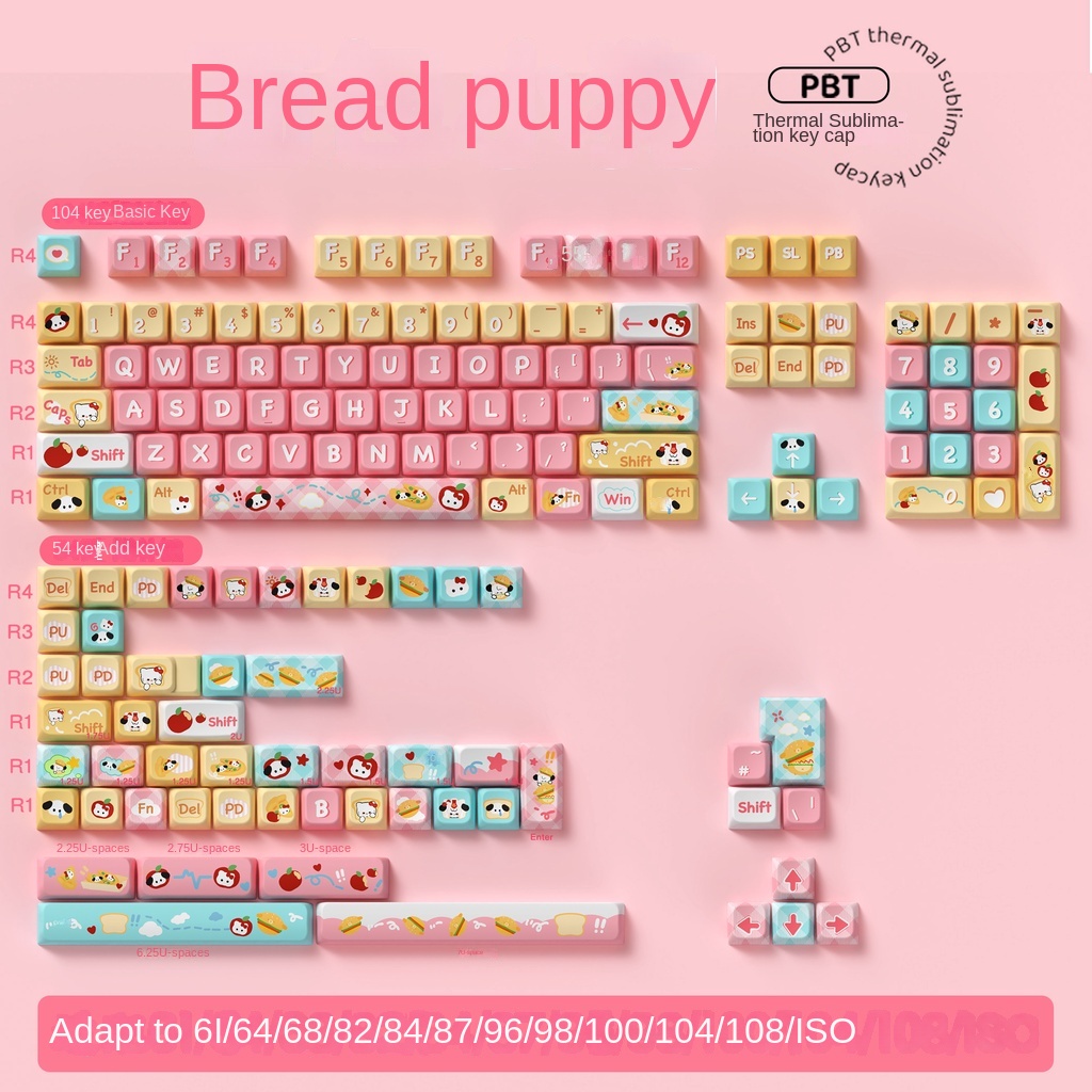 Lychee Gaming PBT purple Pink blue Cute Animals Strawberry milk Bunny ...