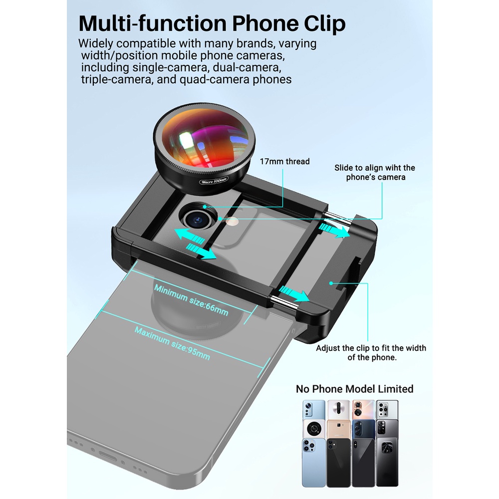 APEXEL Upgrated Multi-function Phone Clip with 4k HD 100mm Macro Lens ...