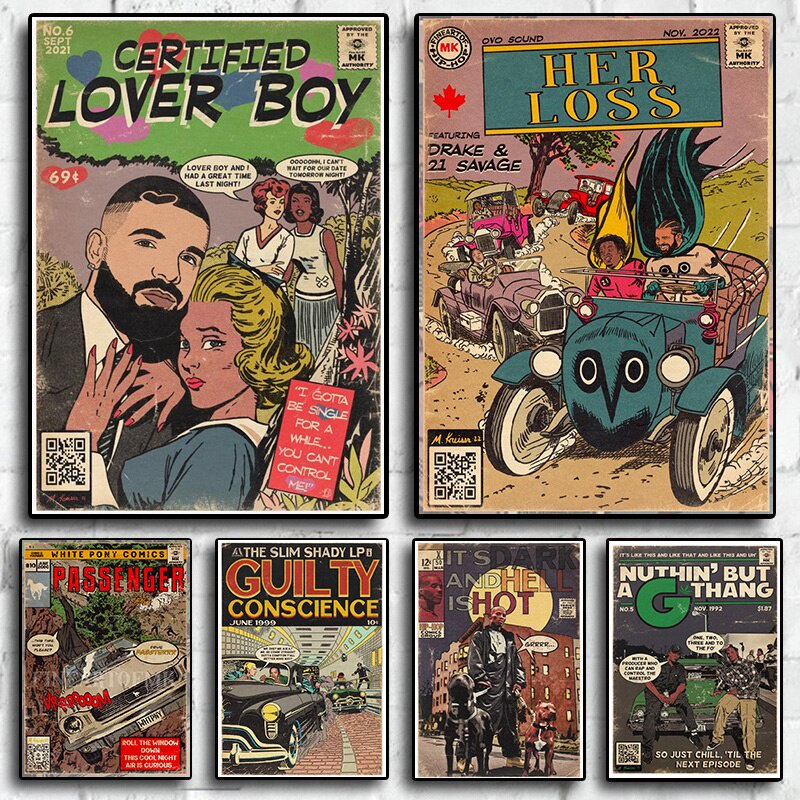 Drake Comic Poster Aesthetic Deftones Car Nordic Music Album Hip Hop ...