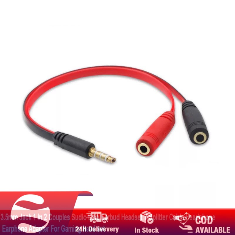 3.5mm Jack Audio Splitter Audio Cable 1 Male to 2 Female Mic splitter ...