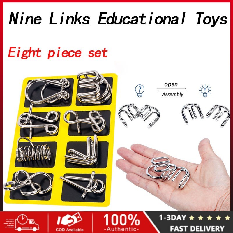Intelligence Knot 8pcs Metal Puzzle Baffling puzzle Games Baby Teaching ...
