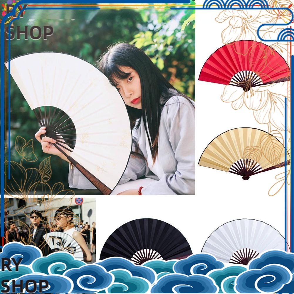 COD 7/10 inch folding fan handkerchief cloth DIY folding fan Wooden ...
