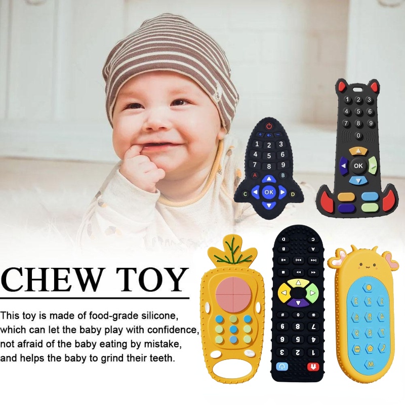 Remote Control Baby Teether Silicone Sensory Teethers Remote Control ...