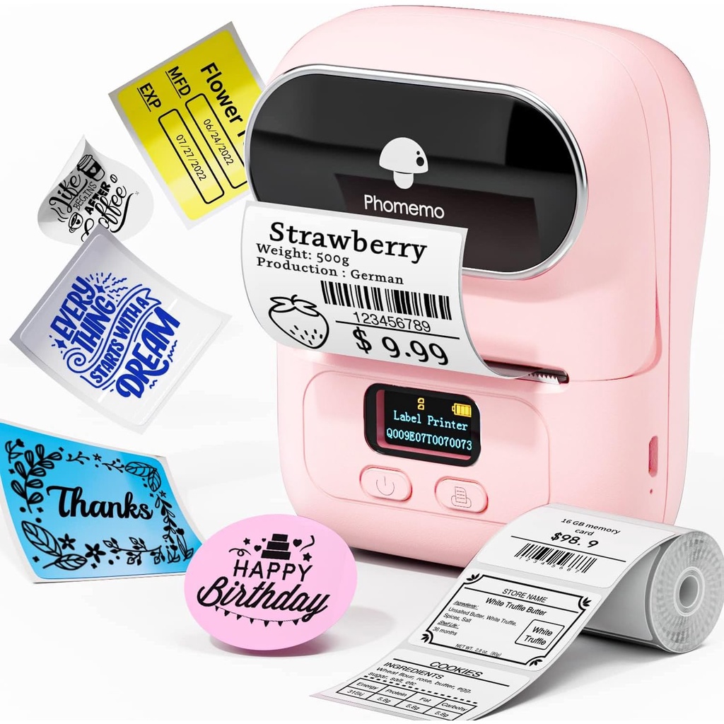 Phomemo Pink M110 Barcode Label Printer Portable Bluetooth Thermal ...