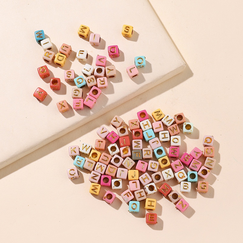 100pcs 6mm Chocolate Color Square Letter Acrylic Beads Cube Alphabet ...