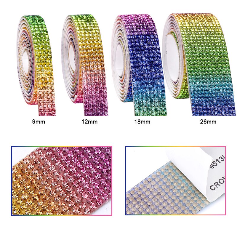 1Yard 91cm Self Adhesive Crystal Rhinestone Diamond Ribbon Glitter ...